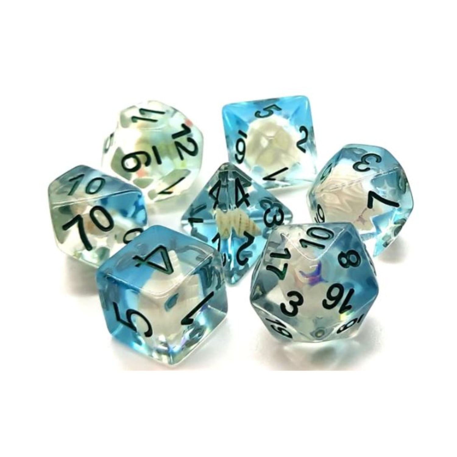 Old School Dice & Accessories Poly Set Beach Party Blue w/Green (7) New ...