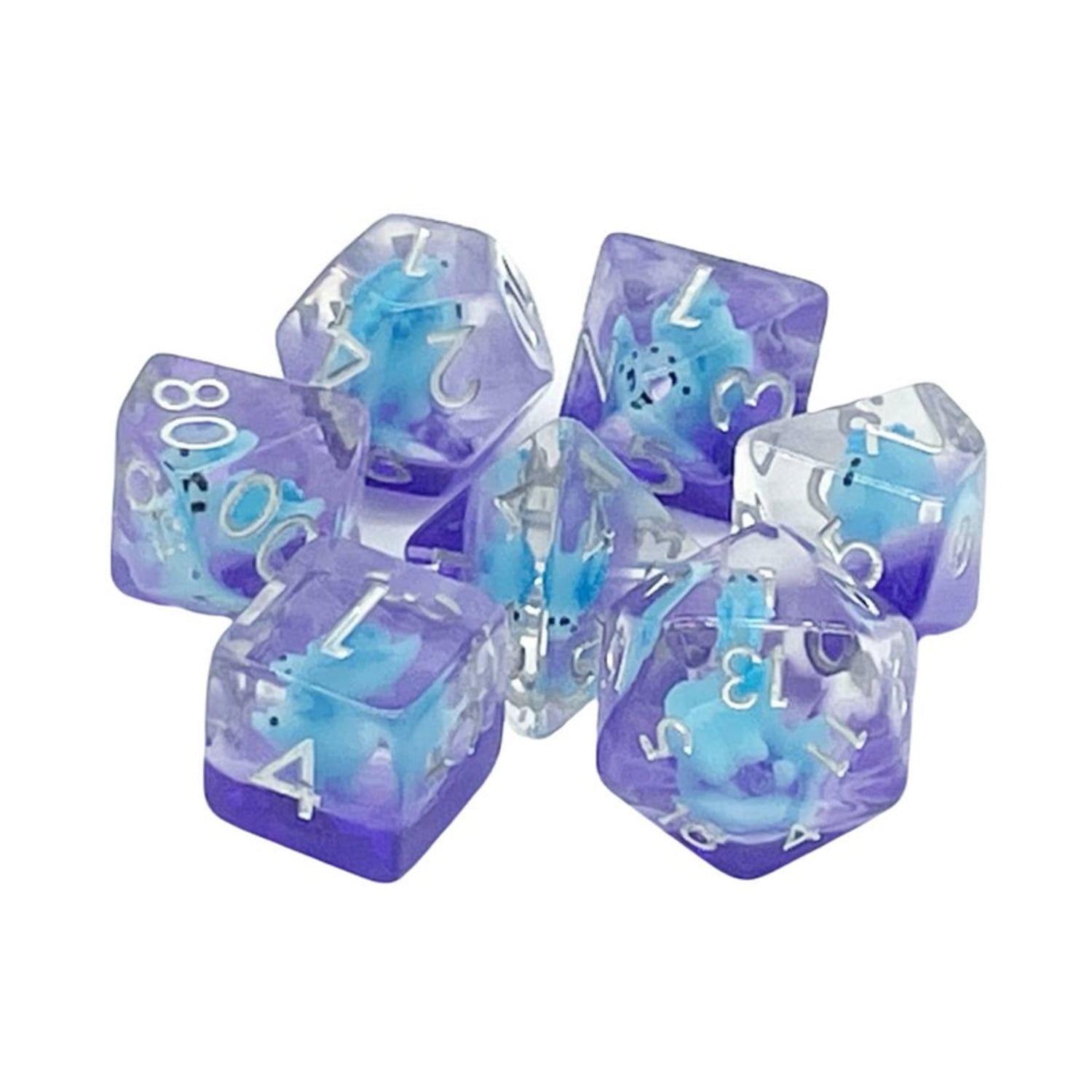 Old School Dice & Accessories Poly Set Blue Baby Stegosaurus w/White (7 ...