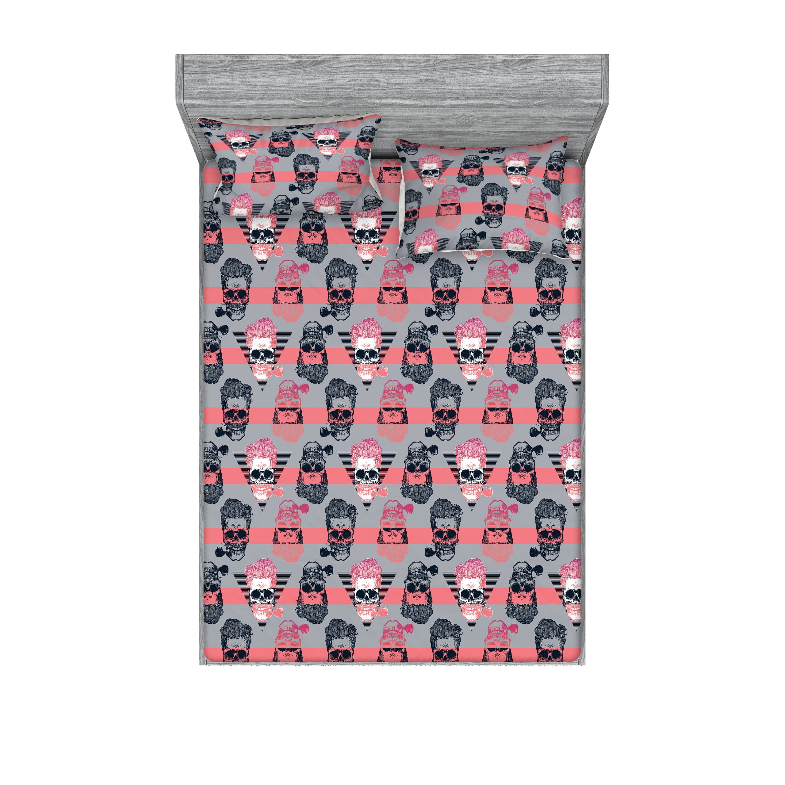 Old School Fitted Sheet & Pillow Sham Set, Traditional American Tattoo ...