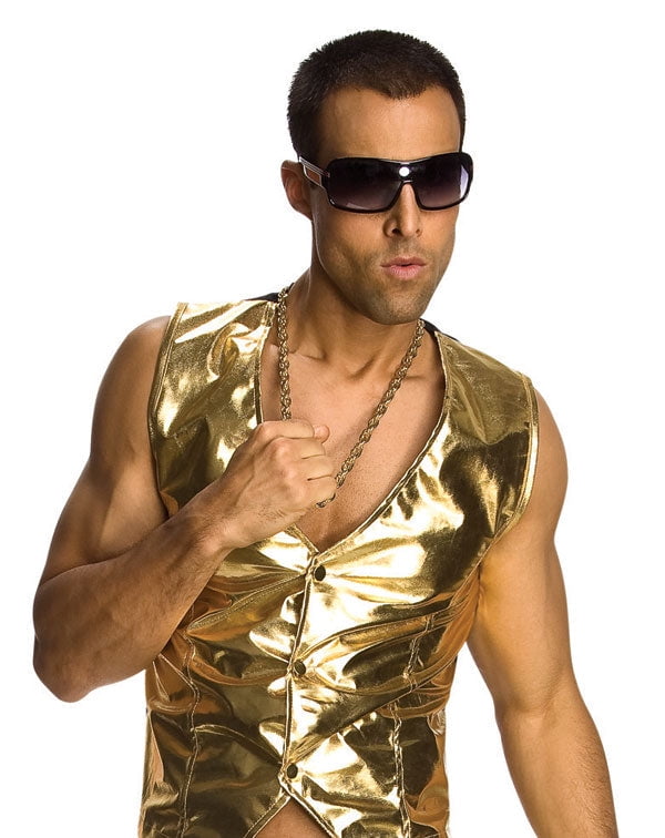 80s Rapper Gangster Costume Gold Cable Chain Necklace - Walmart.com