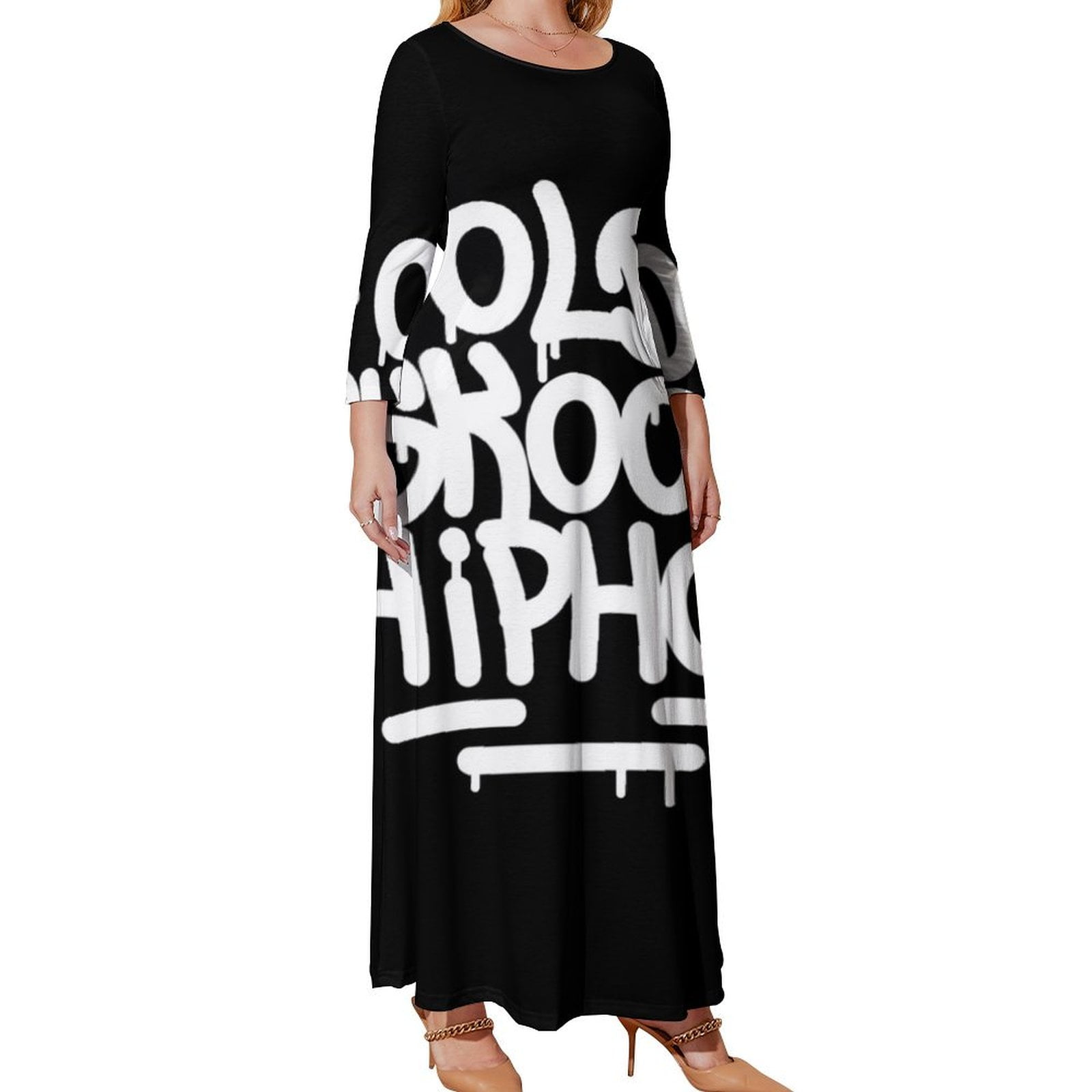 Old School Hip Hop Graffiti 90's Rap Design Long Sleeved Dress Long ...