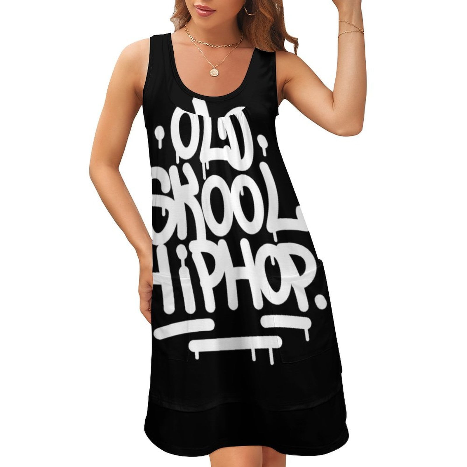 Old School Hip Hop Graffiti 90's Rap Design Sleeveless U-Neck Fake Two ...