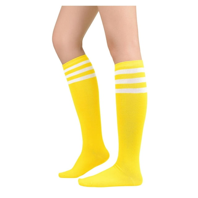 Old School Knee High Socks for Women Elastic Three Stripes Soccer Socks ...
