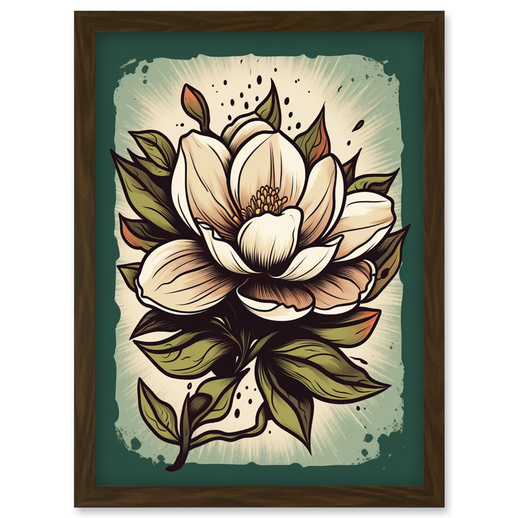 Old School Magnolia Flower USA Tattoo Ink Body Art Rockabilly Americana ...