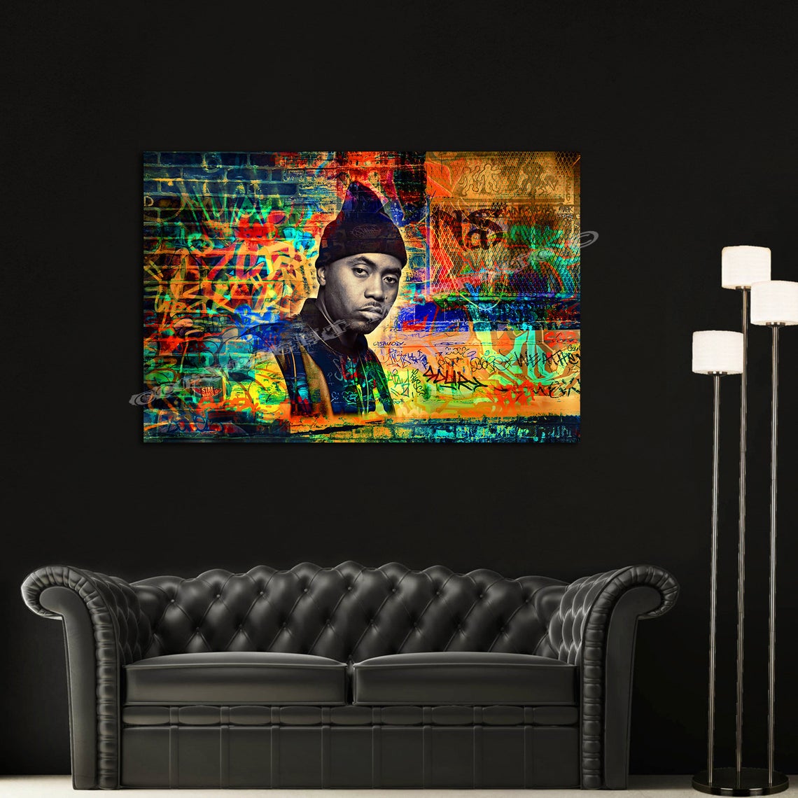 Old School NAS Hip Hop Legend -Original By Memento 36x24 Ready to Hang ...
