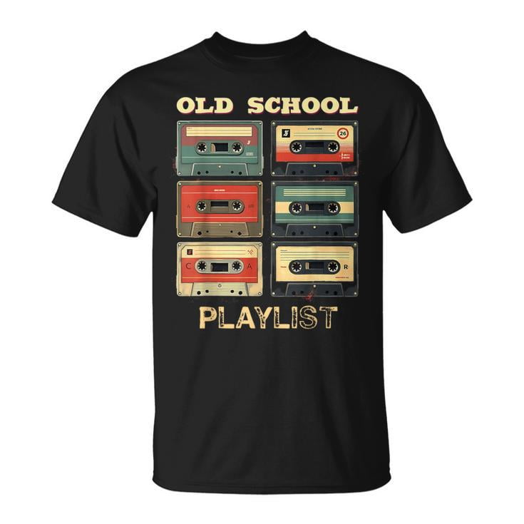 Old School Playlist Vintage Cassette Tapes Nostalgic Memory T-Shirt, Retro Music Lover Graphic ...