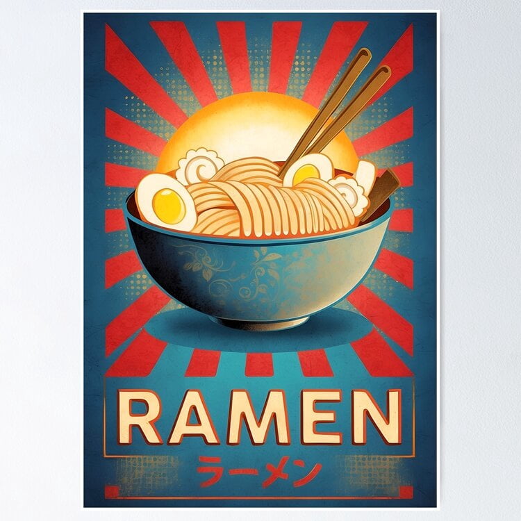 Old-School Ramen Illustrations: Vintage Japanese Food Posters Poster NO ...