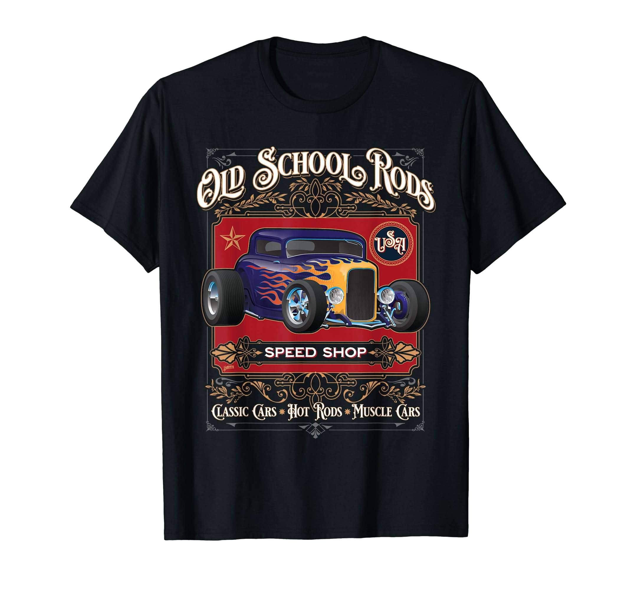 Old School Rods Speed Shop Vintage Style Hot Rod Car Design T-Shirt ...