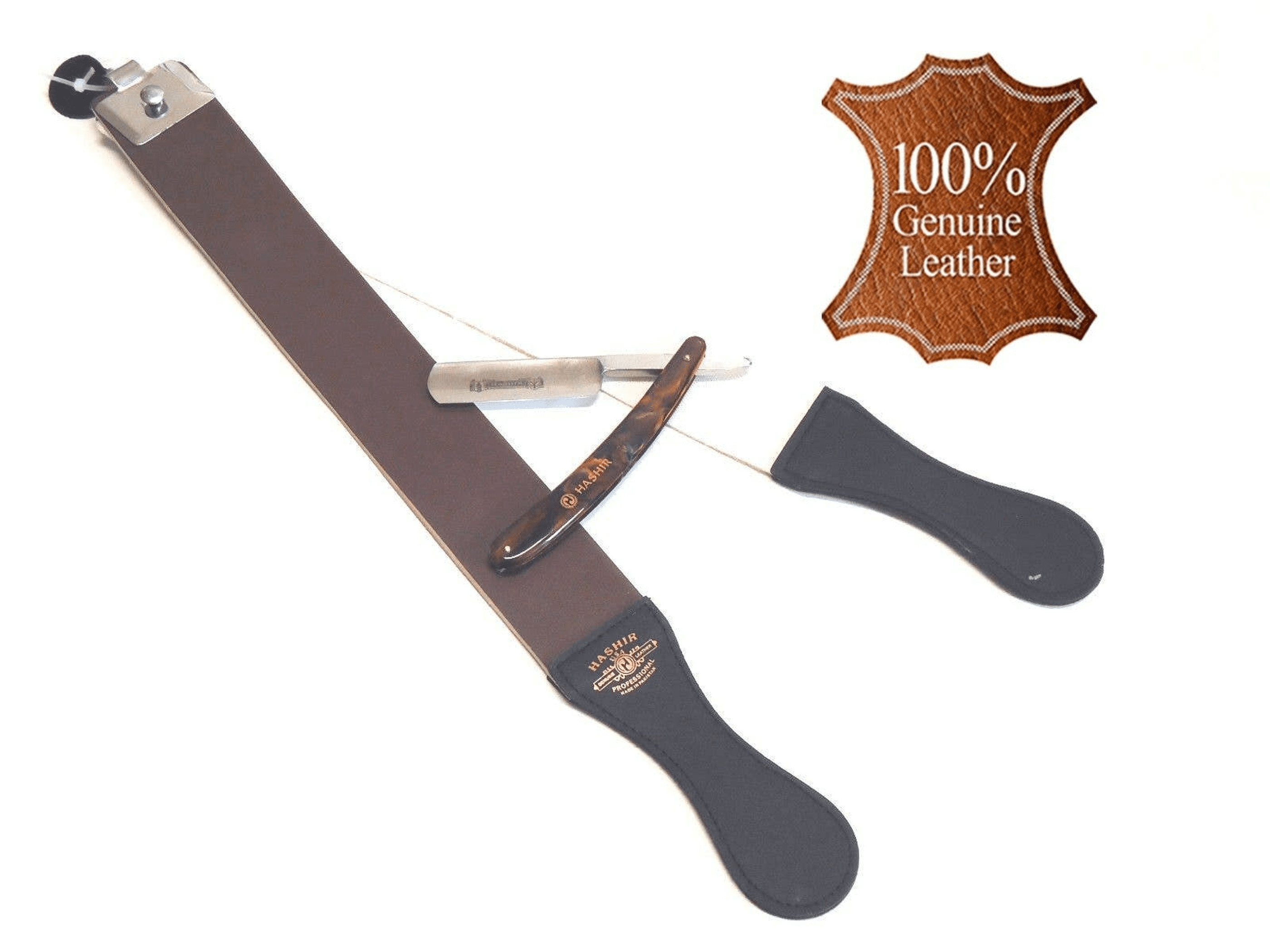 Old School Straight Razor Plus Leather Shaping Strop Set Brown ...