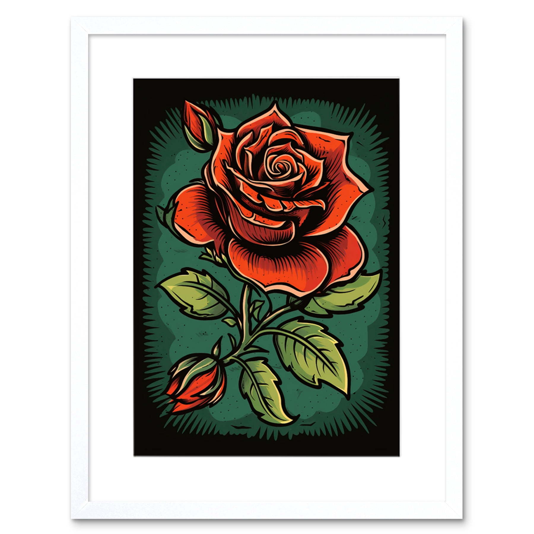 Old School USA Tattoo Ink Body Art Blooming Rose Rockabilly Americana ...