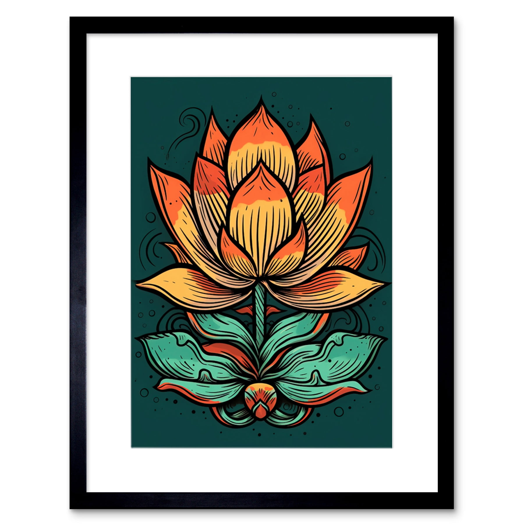 Old School USA Tattoo Ink Body Art Lotus Flower Rockabilly Americana ...