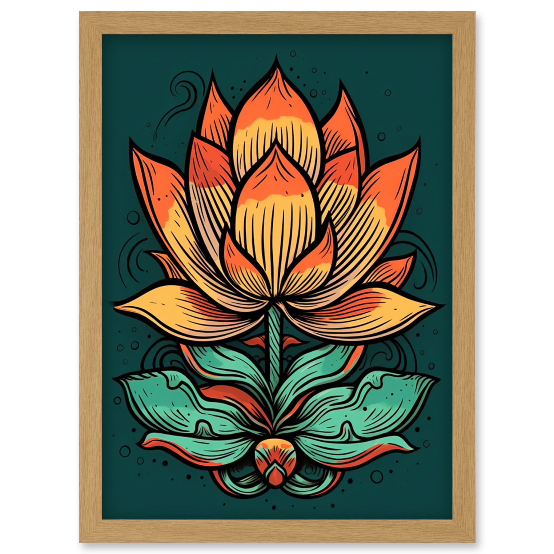 Old School USA Tattoo Ink Body Art Lotus Flower Rockabilly Americana ...