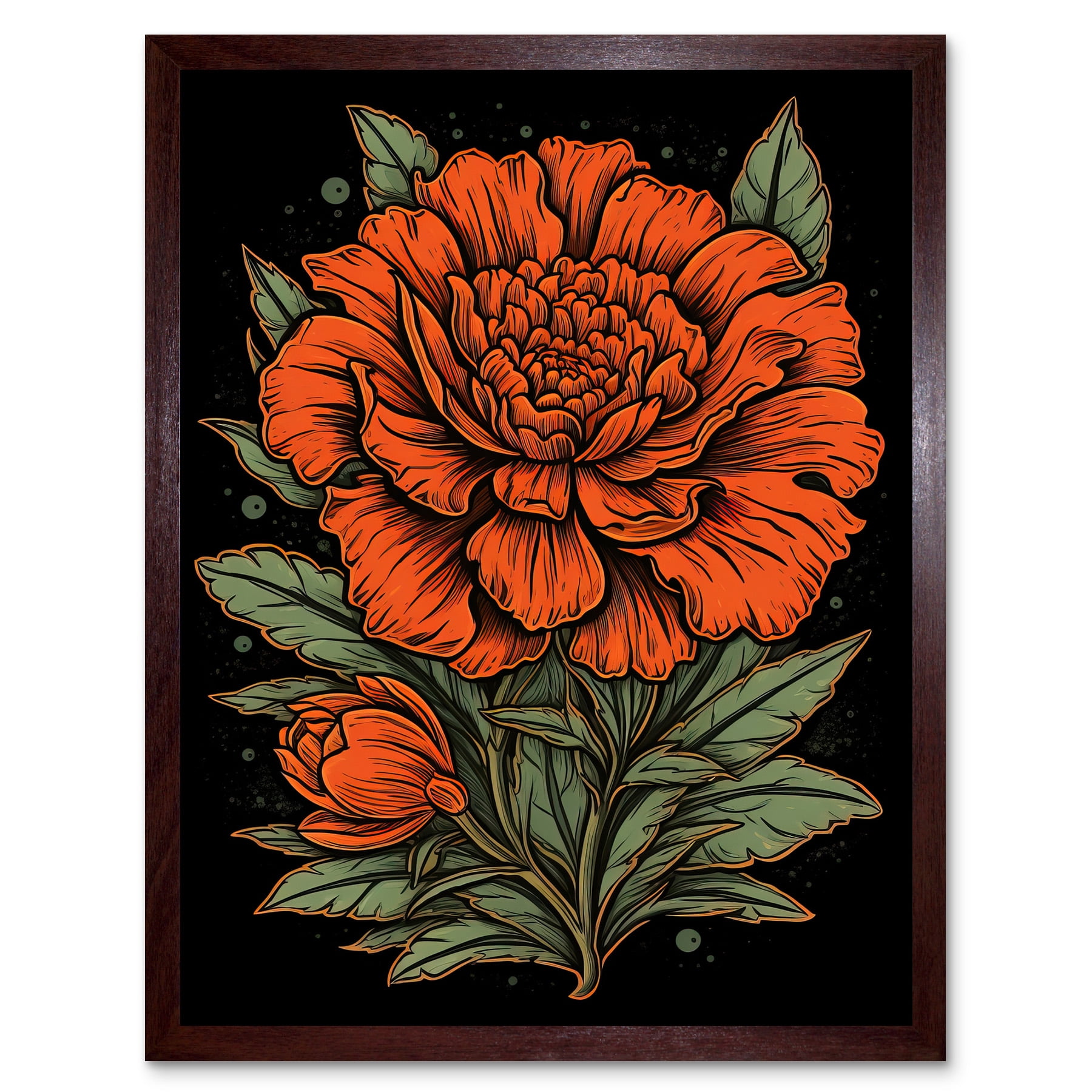 Old School USA Tattoo Ink Body Art Marigold Flower Rockabilly Americana ...