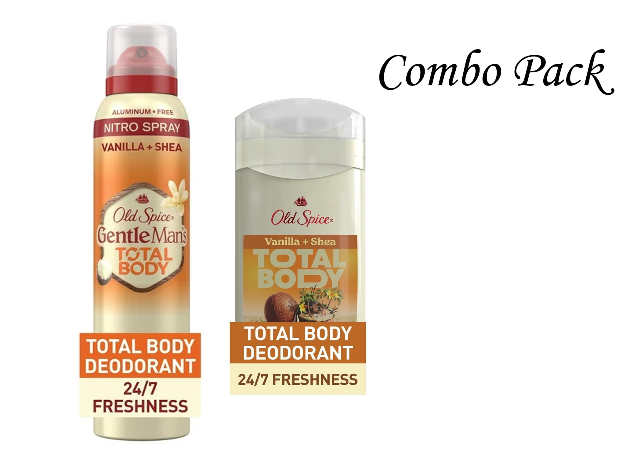 Old Spice Body Deodorant and Stick Combo Pack, Vanilla and Shea Scent ...