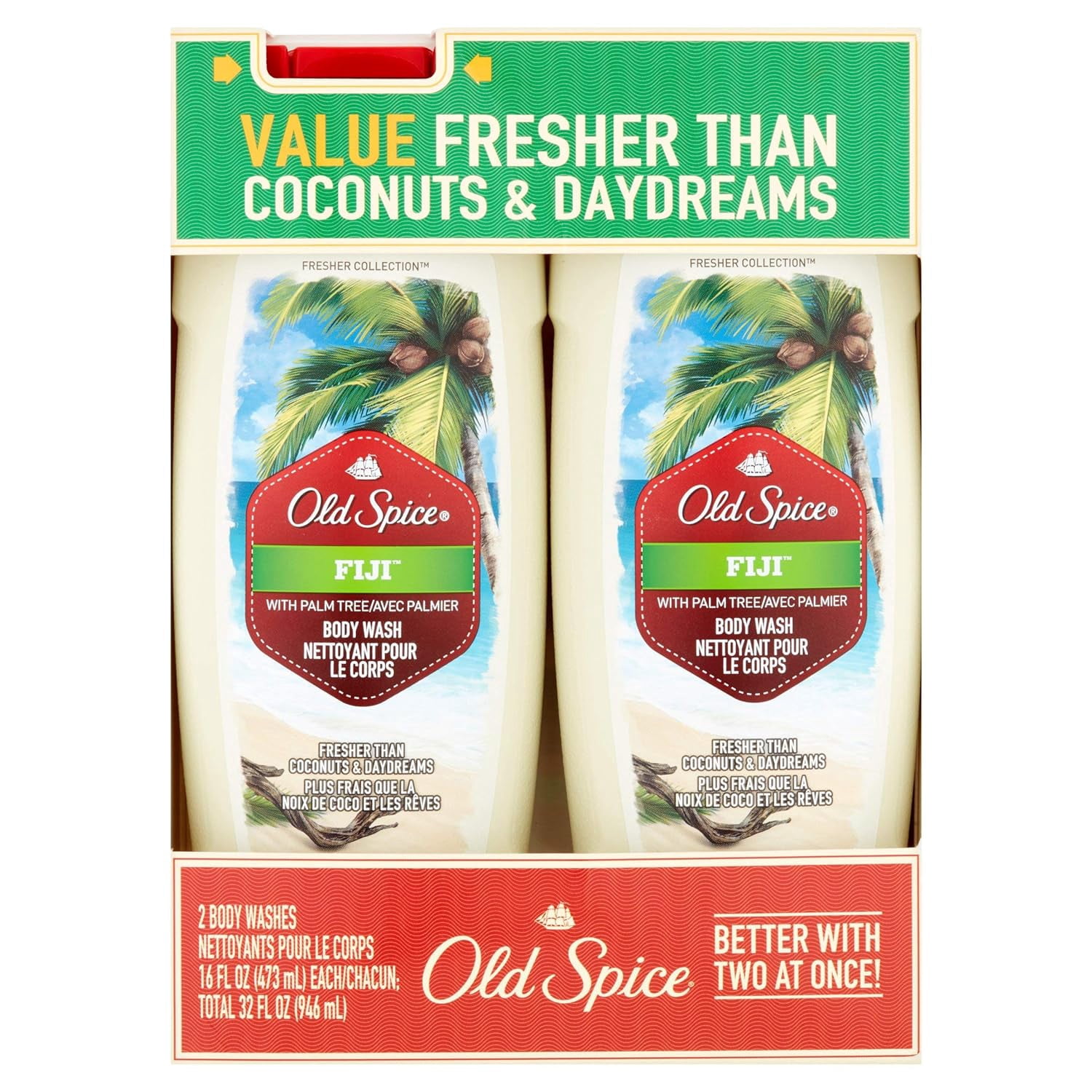 Old Spice Fresher Collection Men's Body Wash, Fiji, 16 Ounce (Pack of 2 ...