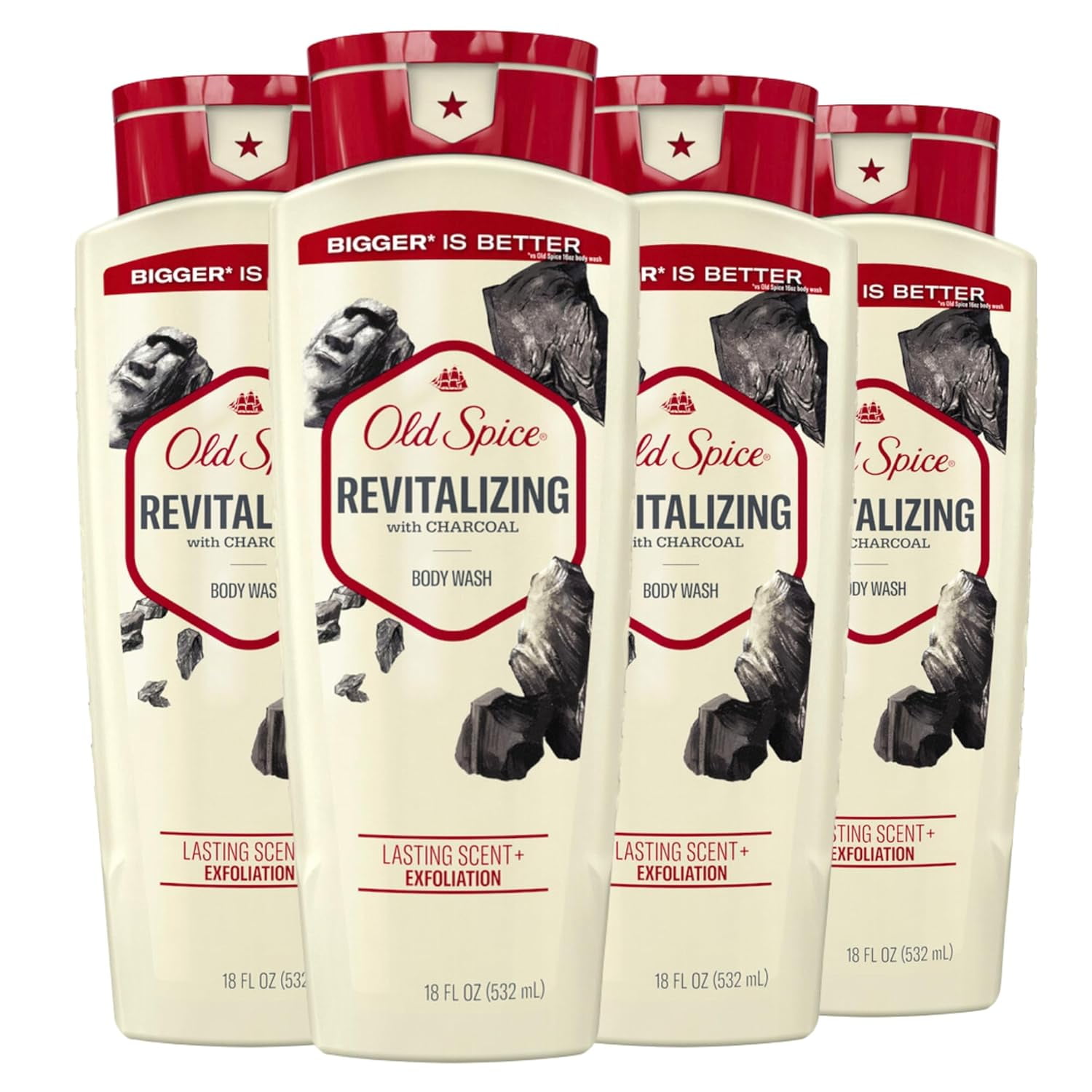 Old Spice Men's Body Wash Deep Revitalizing Charcoal 18 Fl Oz Pack of 4 ...