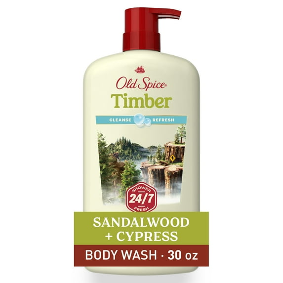 Old Spice Men's Body Wash Timber with Sandalwood, 24/7 Shower Fresh, 30 ...