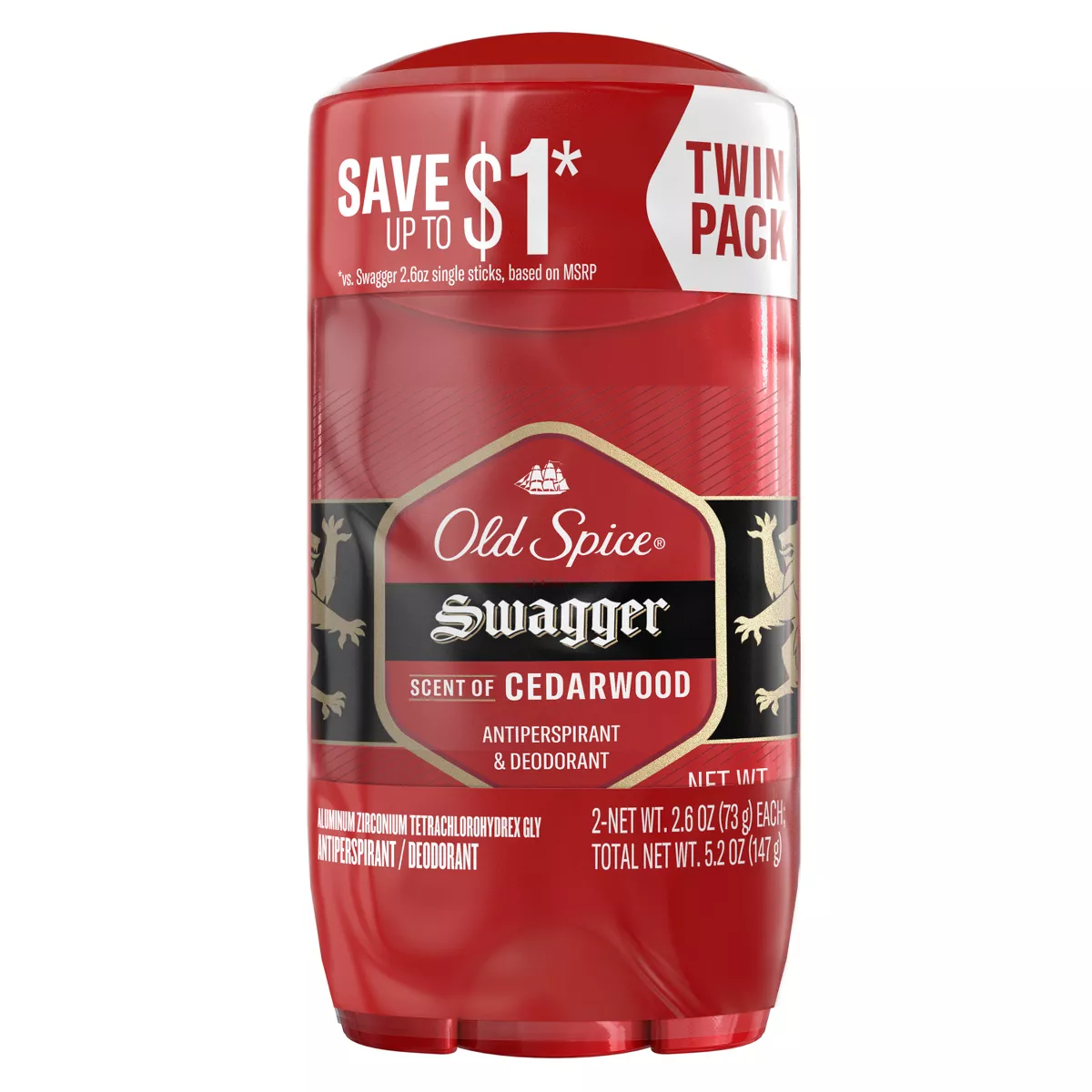 Old Spice Mens Antiperspirant And Deodorant Swagger, Twin Pack, 5.2 Oz ...