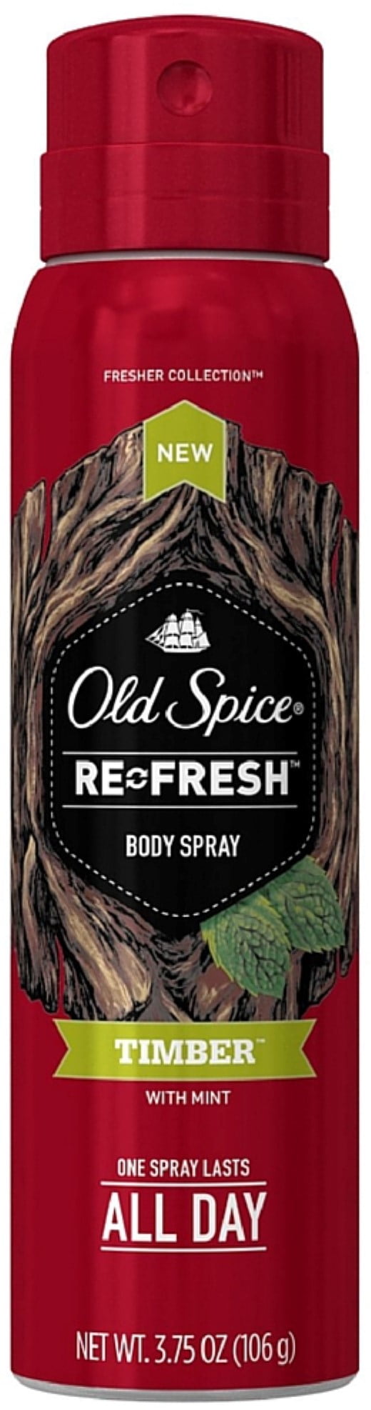 Old Spice Fresher Collection Timber Scent Men's Re-Fresh Body Spray ...