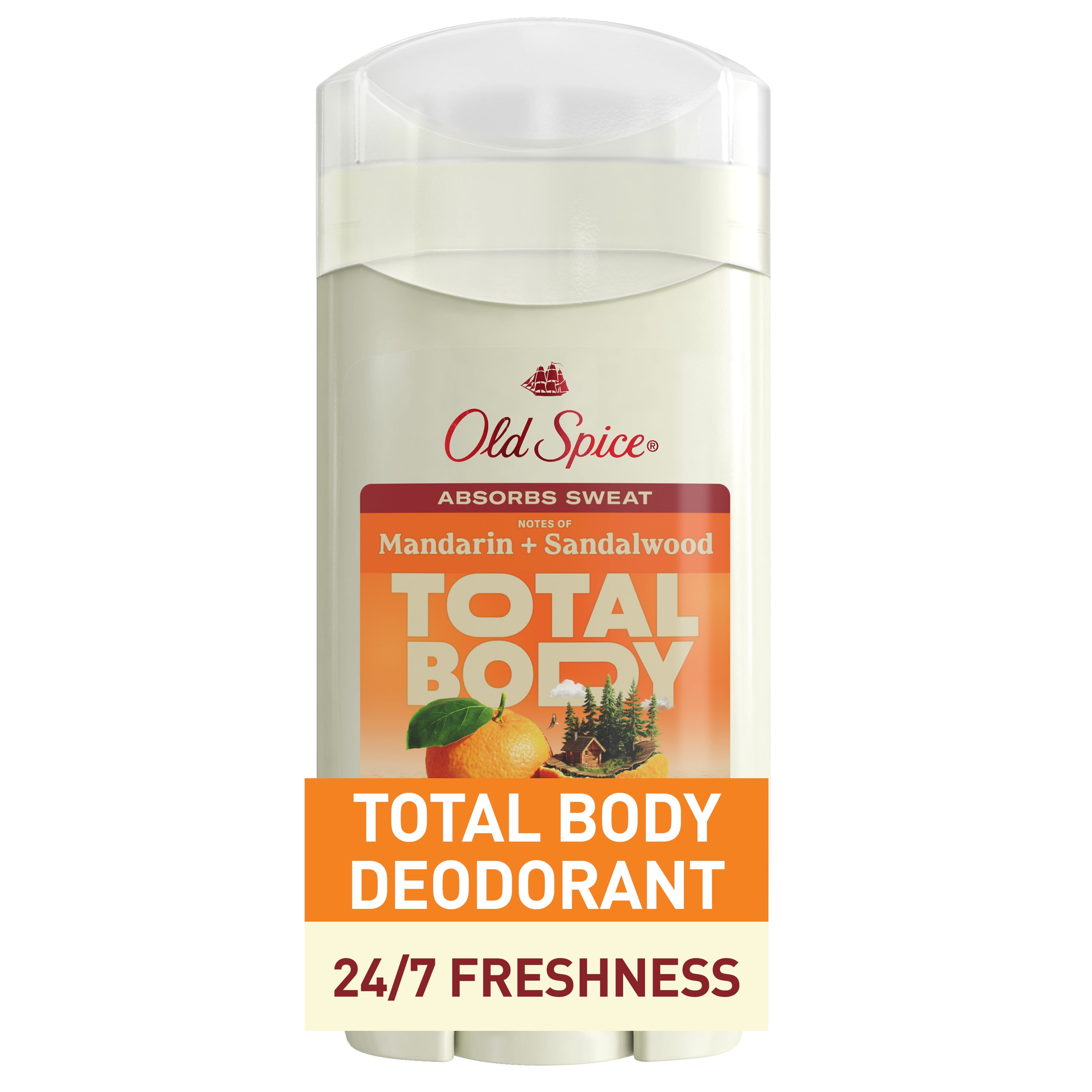 Old Spice Whole Body Aluminum Free Total Body Deodorant, Mandarin ...