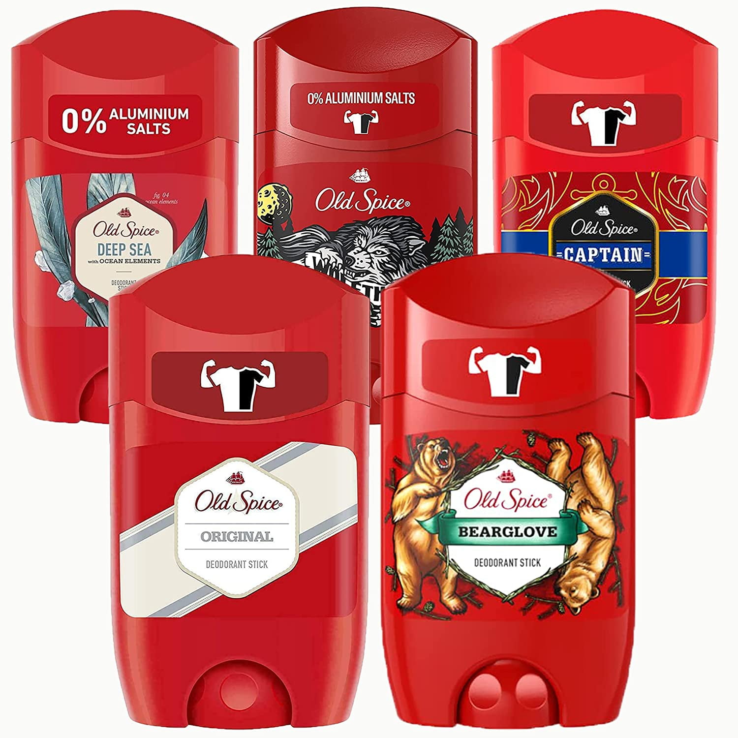Old Spice Men's Deodorant 5-Pack, Aluminum-Free Solids: Original ...