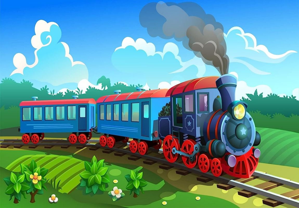 Old Steam Locomotive Banner Custom Birthday Backdrop Background Vintage ...