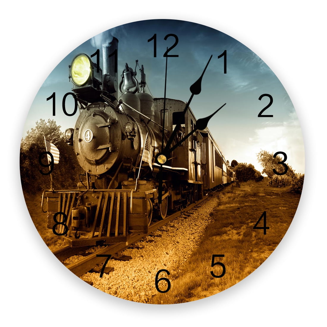 Old Steam Morning Light Valley Bridge Railway New Wall Clock Fashion ...