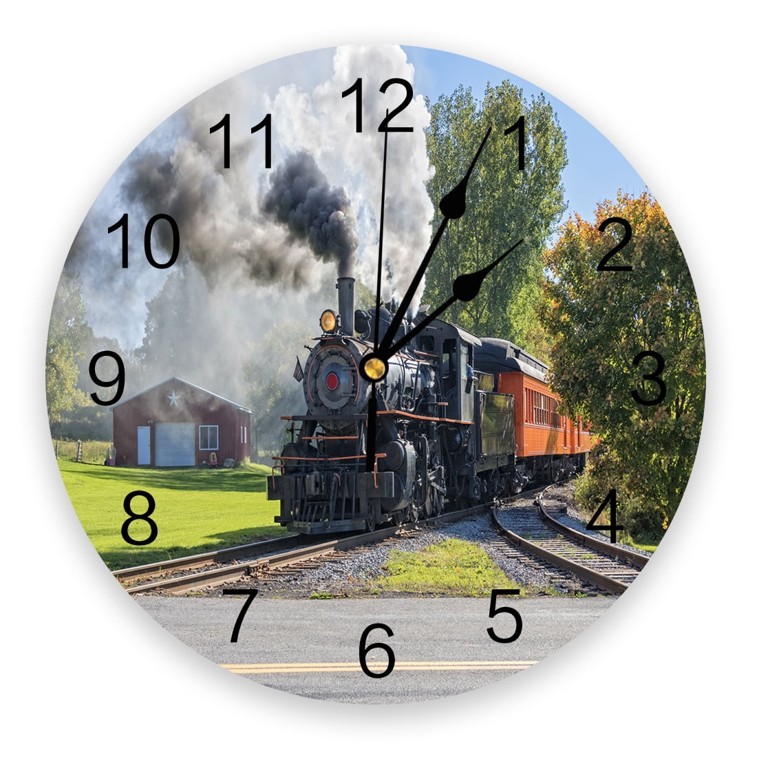 Old Steam Morning Light Valley Bridge Railway New Wall Clock Fashion ...