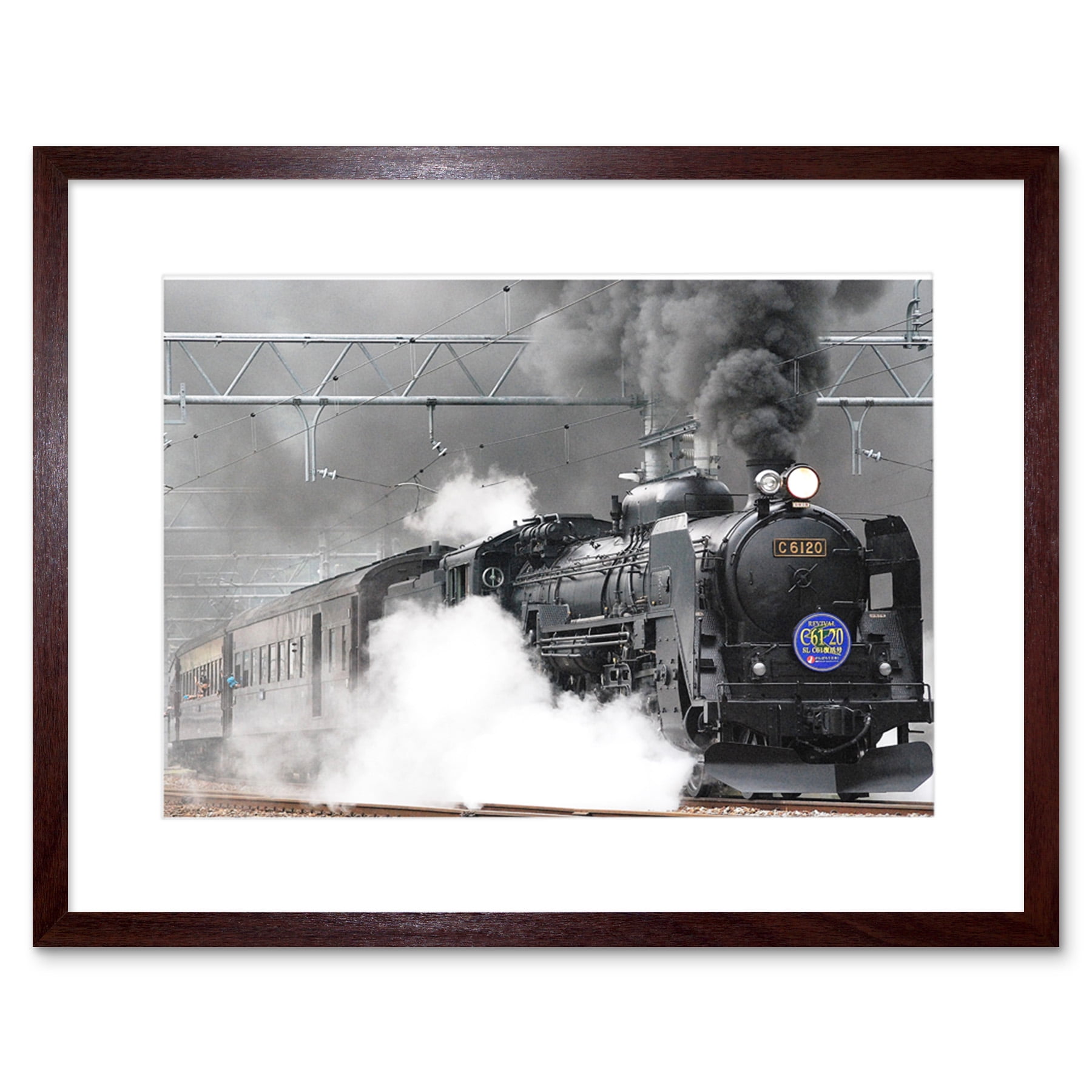 Old Steam Train Engine Framed Wall Art Print - Walmart.com
