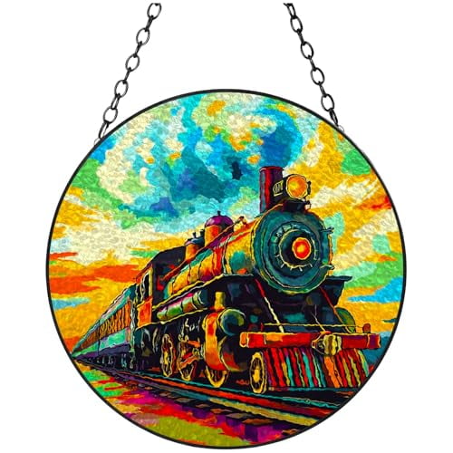 Old Steam Train Stained Glass Suncatcher Handmade Window Hanging ...