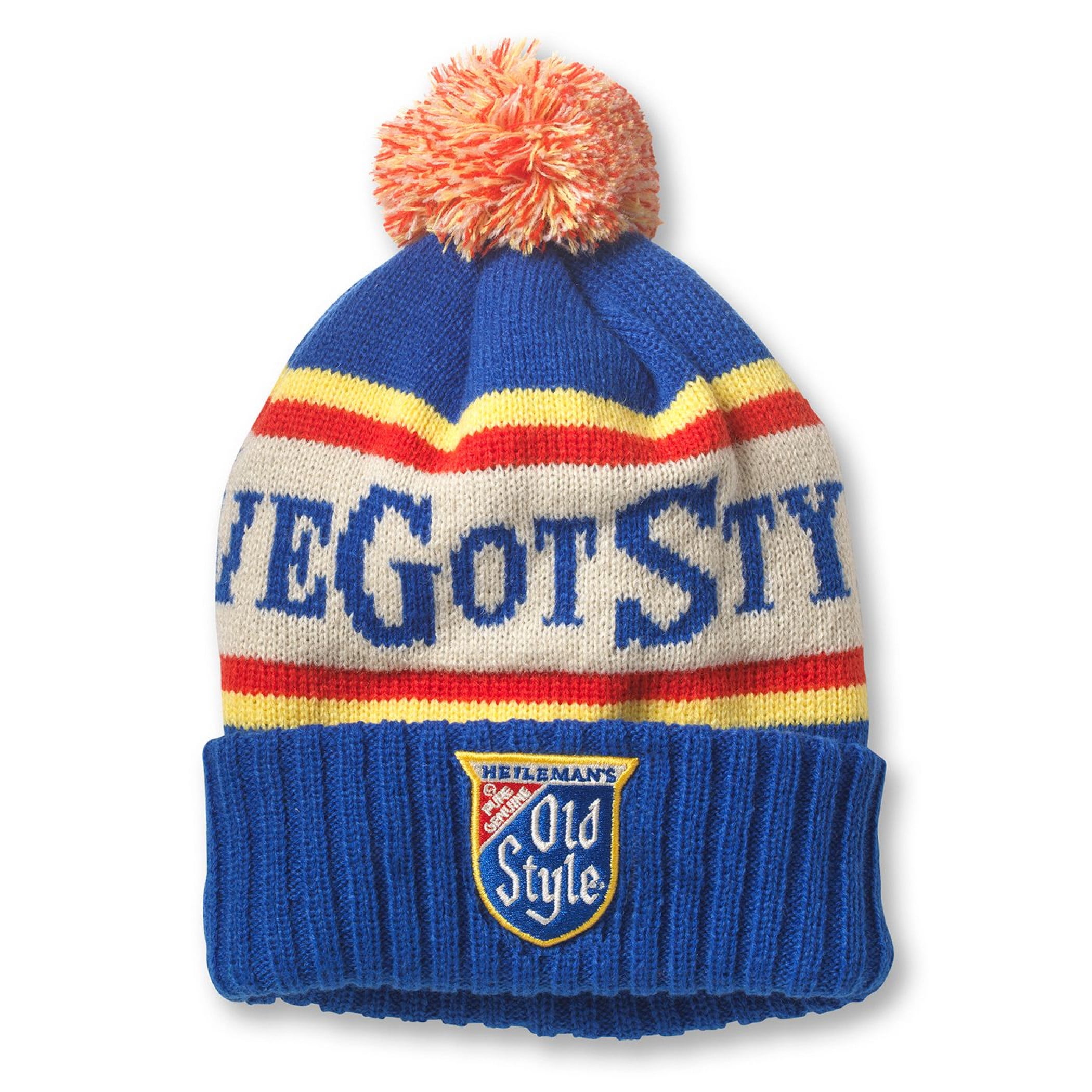 Old Style Blue Cotton Unisex Knit Beanie with Pom, I've Got Style ...