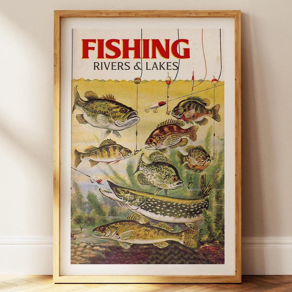 Old Time Fishing Art Retro Fishing Print Gift For Fisherman Vintage ...
