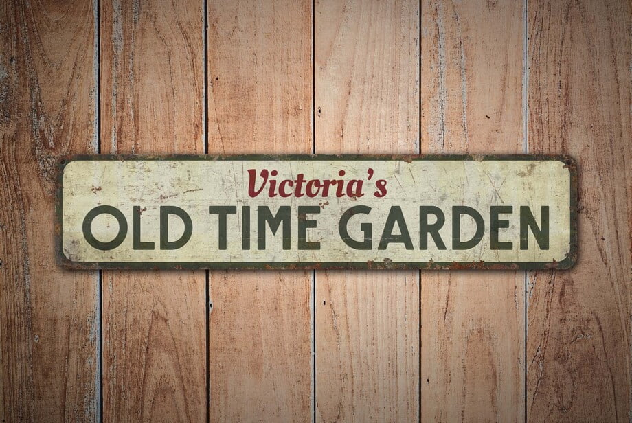 Old Time Garden Victorias Garden Sign Vintage Garden Sign Garden Decor ...