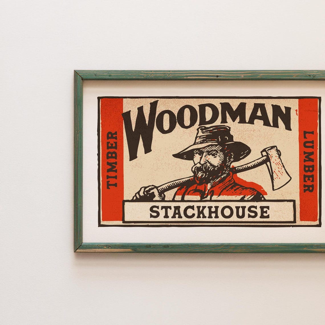 Old Time Lumberjack Print Retro Outdoor Art Hunting Gift For Dad ...