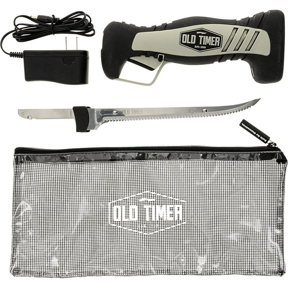 Old Timer Electric Fillet Knife with Rechargeable Battery, 8" Blade ...