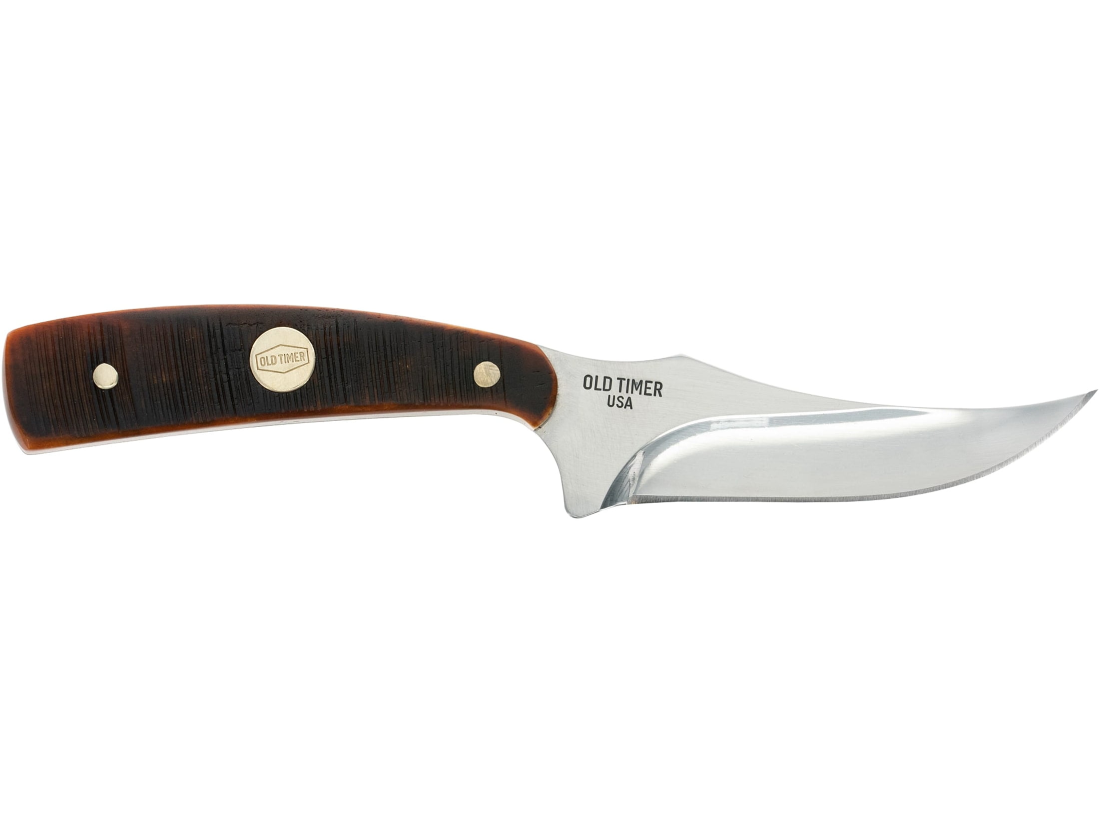 Old Timer Generational USA Sharpfinger Fixed Blade Knife 3.5" Drop Point 1095 Polished Blade ...