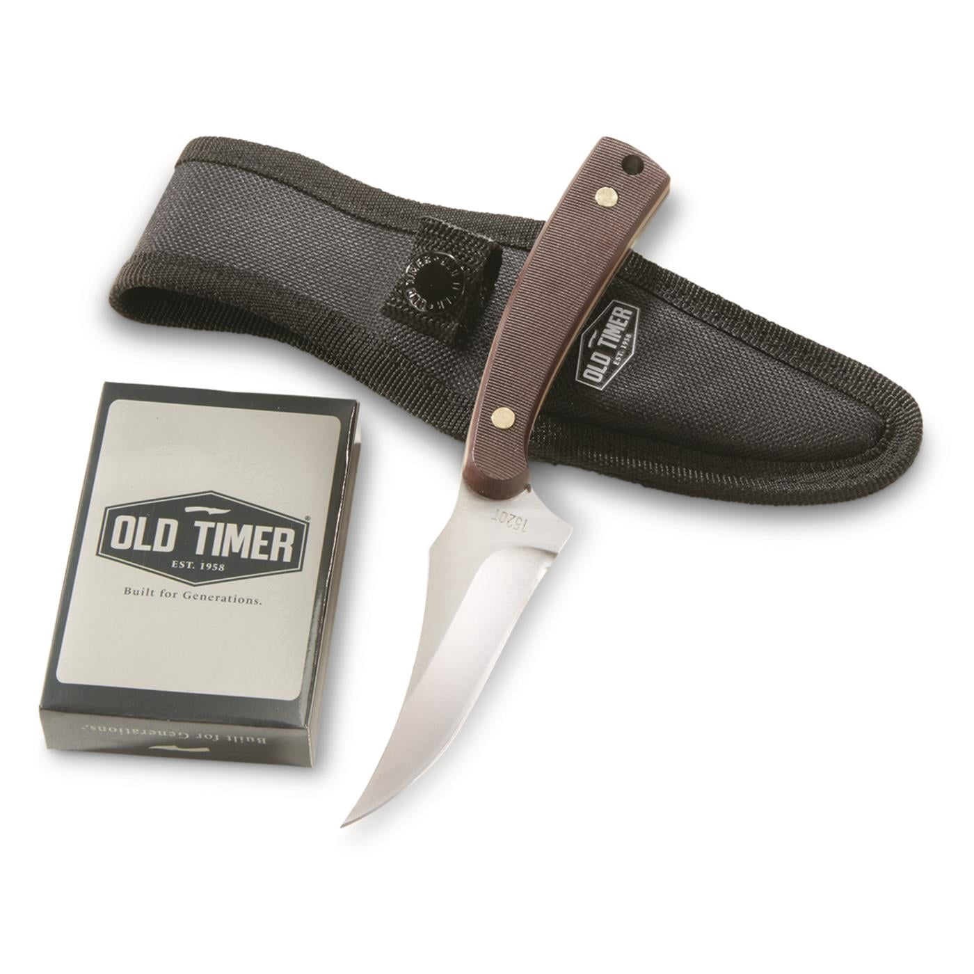 Old Timer Sharpfinger Fixed Blade Knife and Deck of Cards Combo ...