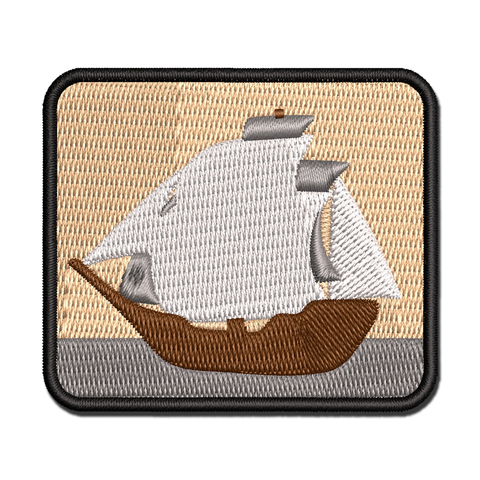 Old Timey Boat Ship Applique Multi-Color Embroidered Hook & Loop Patch ...