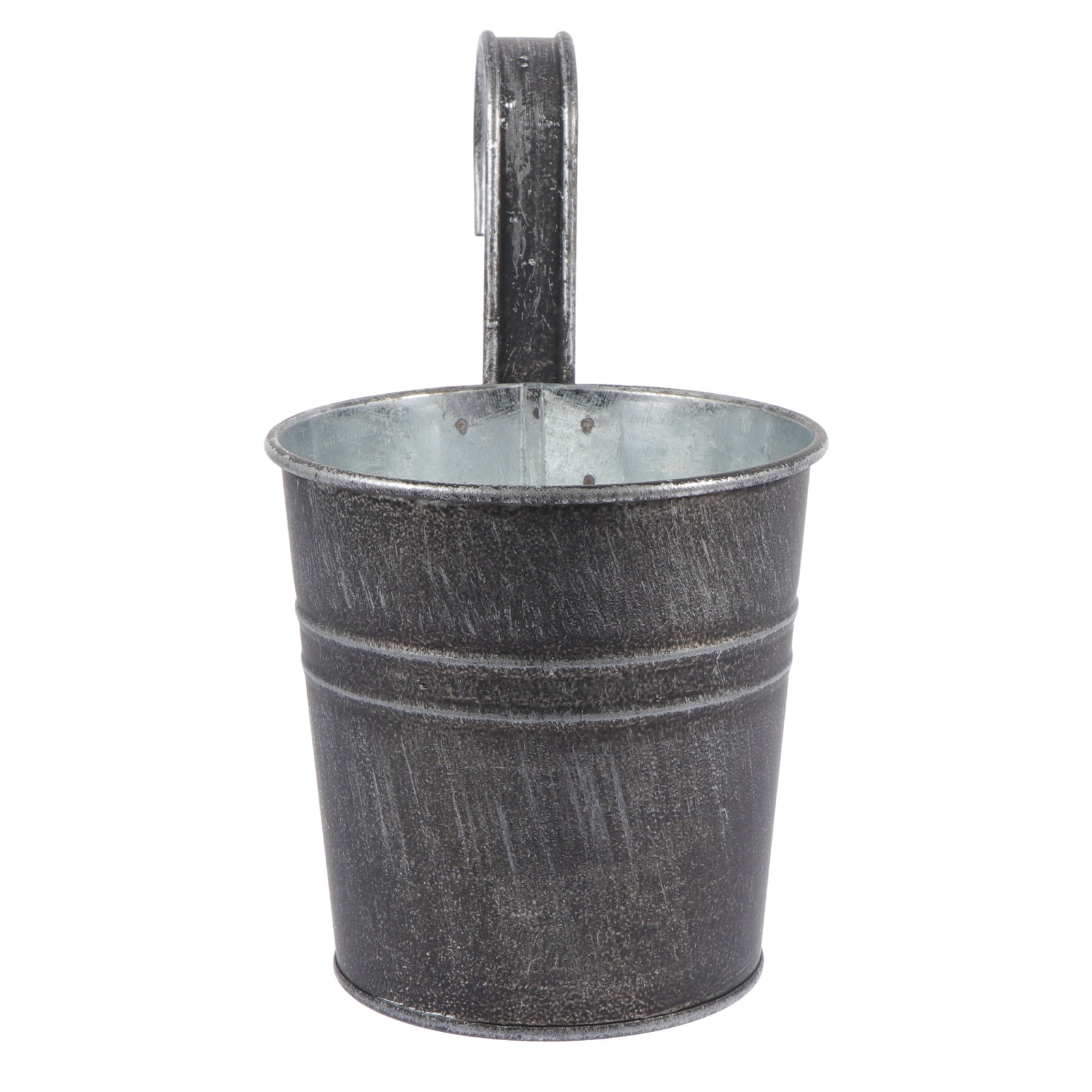 Old Tin Flower Bucket Hanging Planter Wall Clothing Hangers Baskets ...