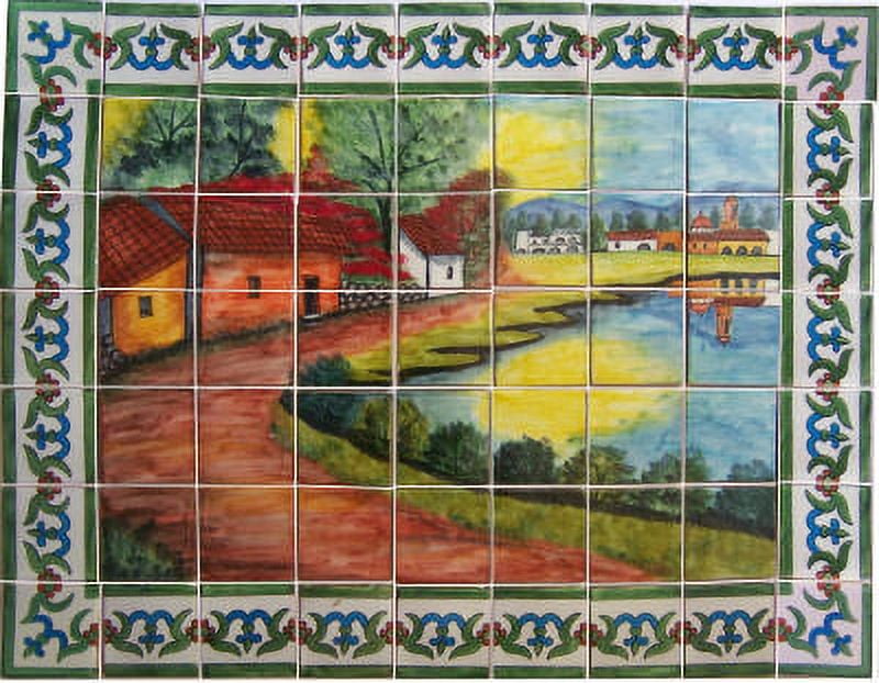 Old Town. Clay Talavera Tile Mural - Walmart.com
