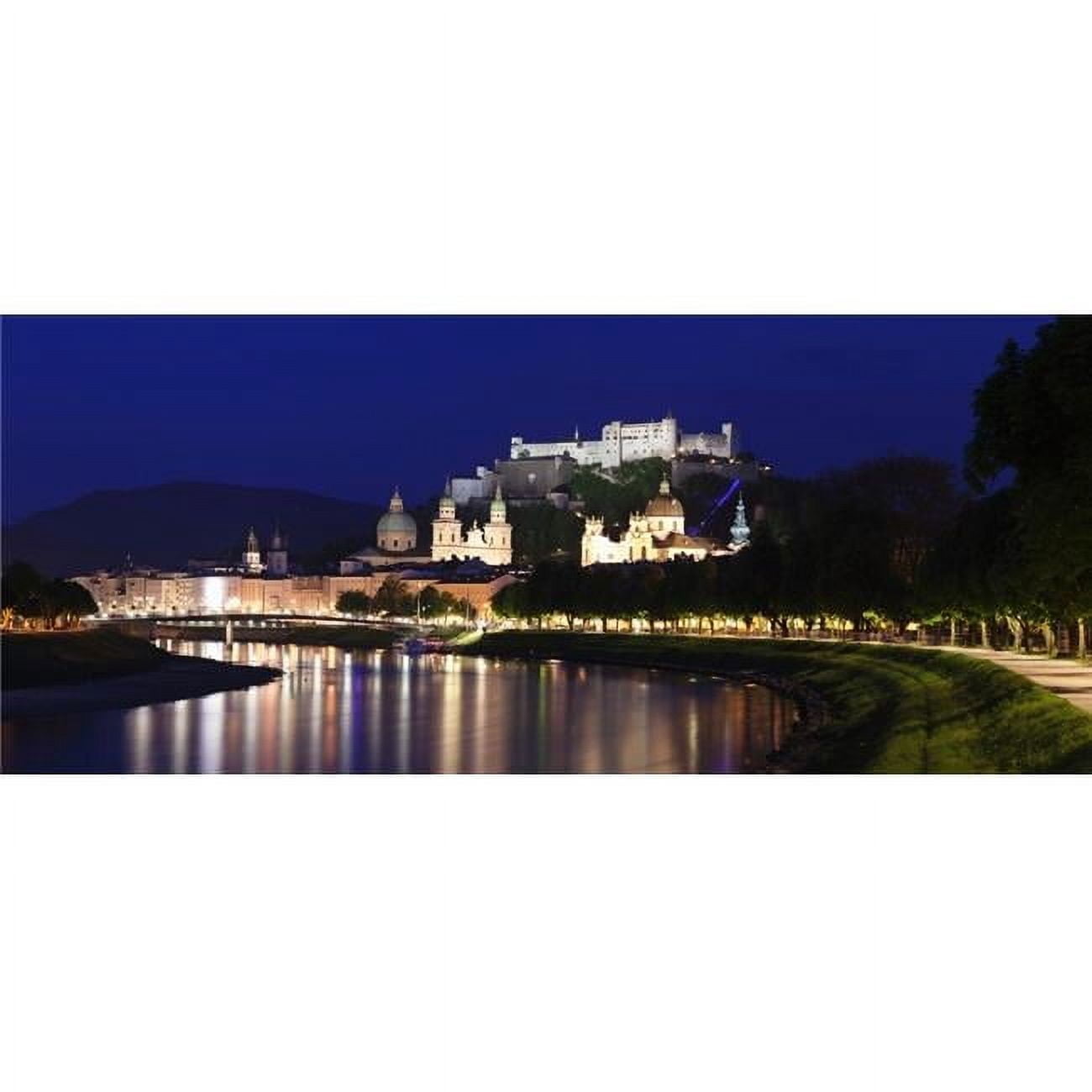 Old Town with Hohensalzburg Castle & Dom Cathedral At The River Salzach ...
