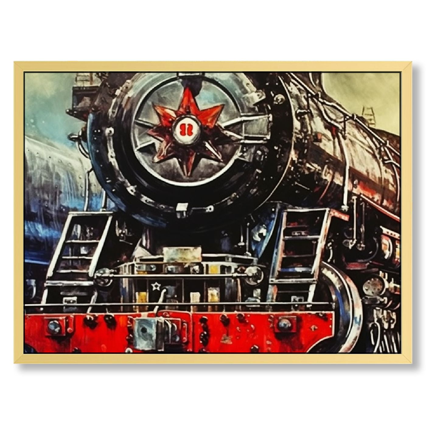 Old Train Canvas Wall Art Locomotive Wall Decor Rustic Steam Painting ...