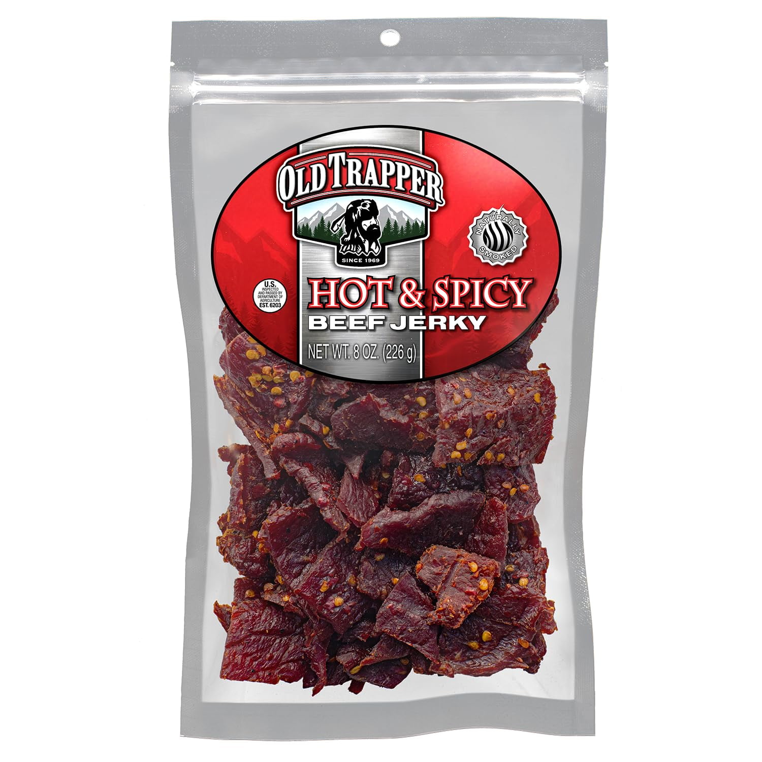 Old Trapper Beef Jerky, Hot MDA05 & Spicy 8-Ounce Individual Pack ...