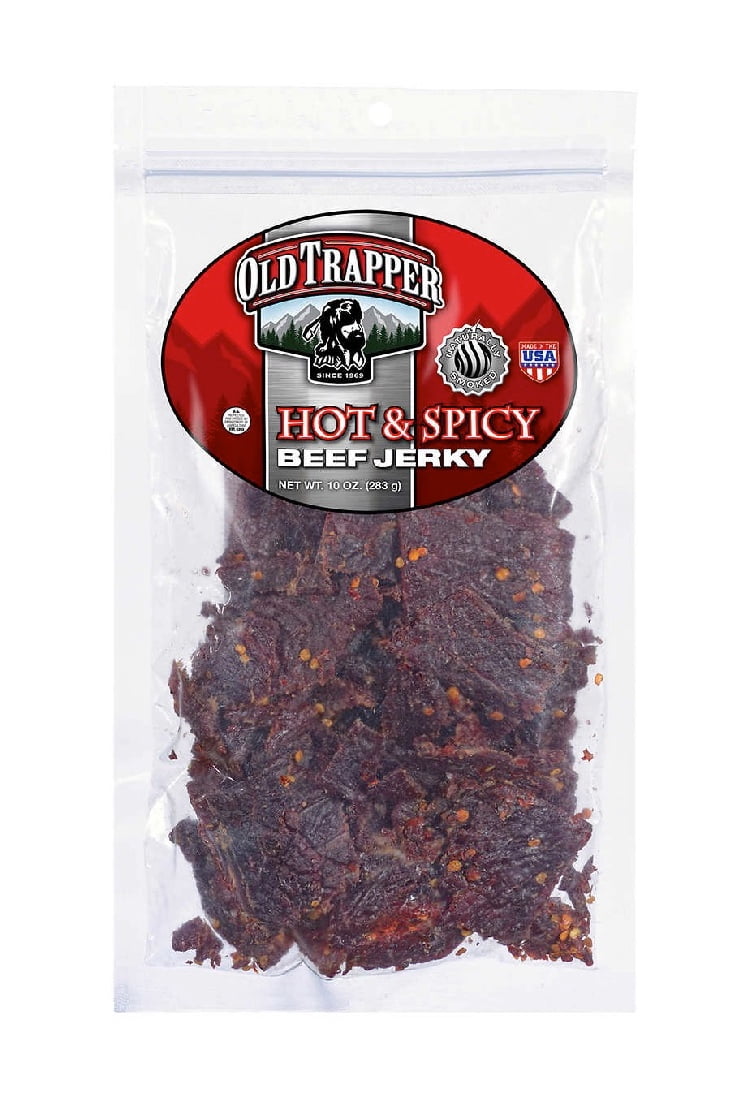 Old Trapper Hot & Spicy Beef Jerky Snack, Naturally Smoked, 10 oz ...