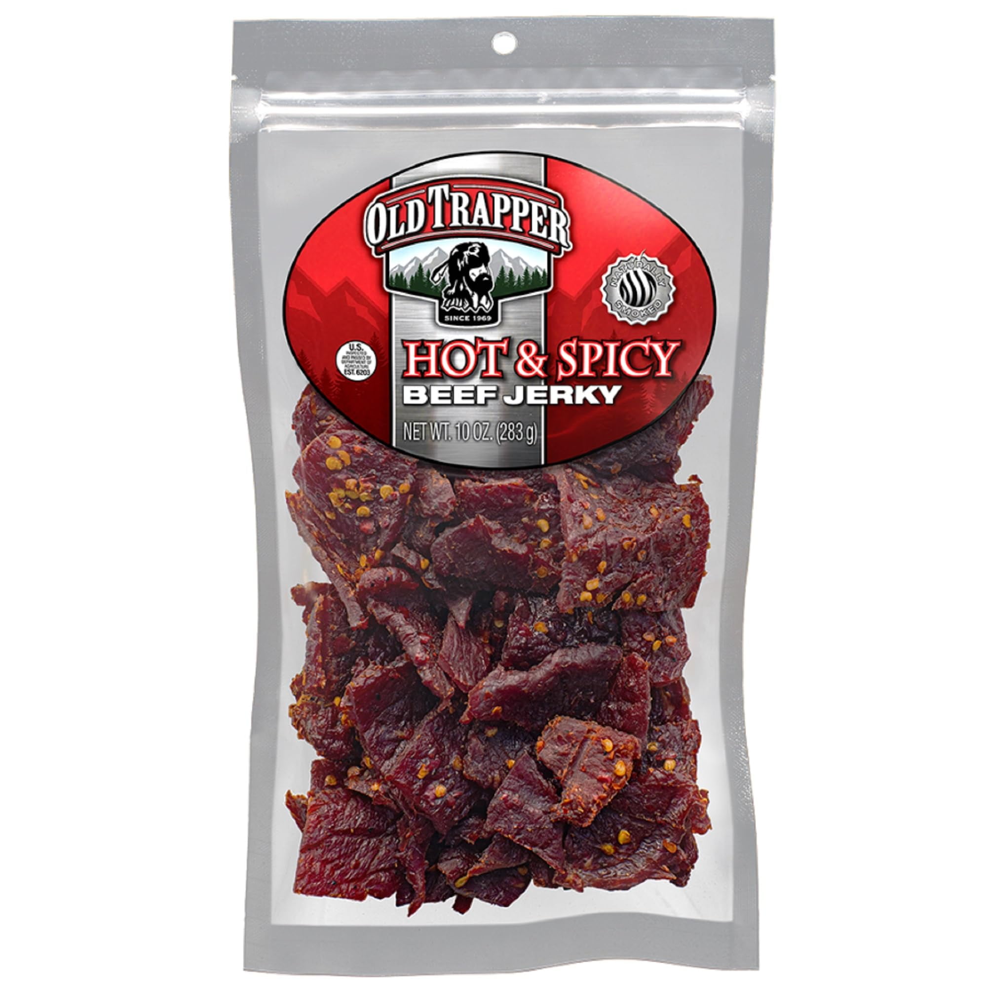 Old Trapper Beef Jerky, MZF22 Hot & Spicy 10-Ounce Individual Pack ...