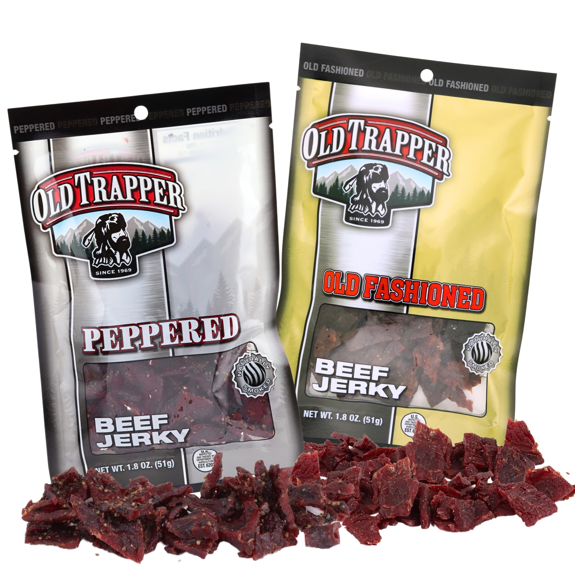 Old Trapper Beef Jerky ZS23 Snack Packs, Old Fashioned and Pepper ...