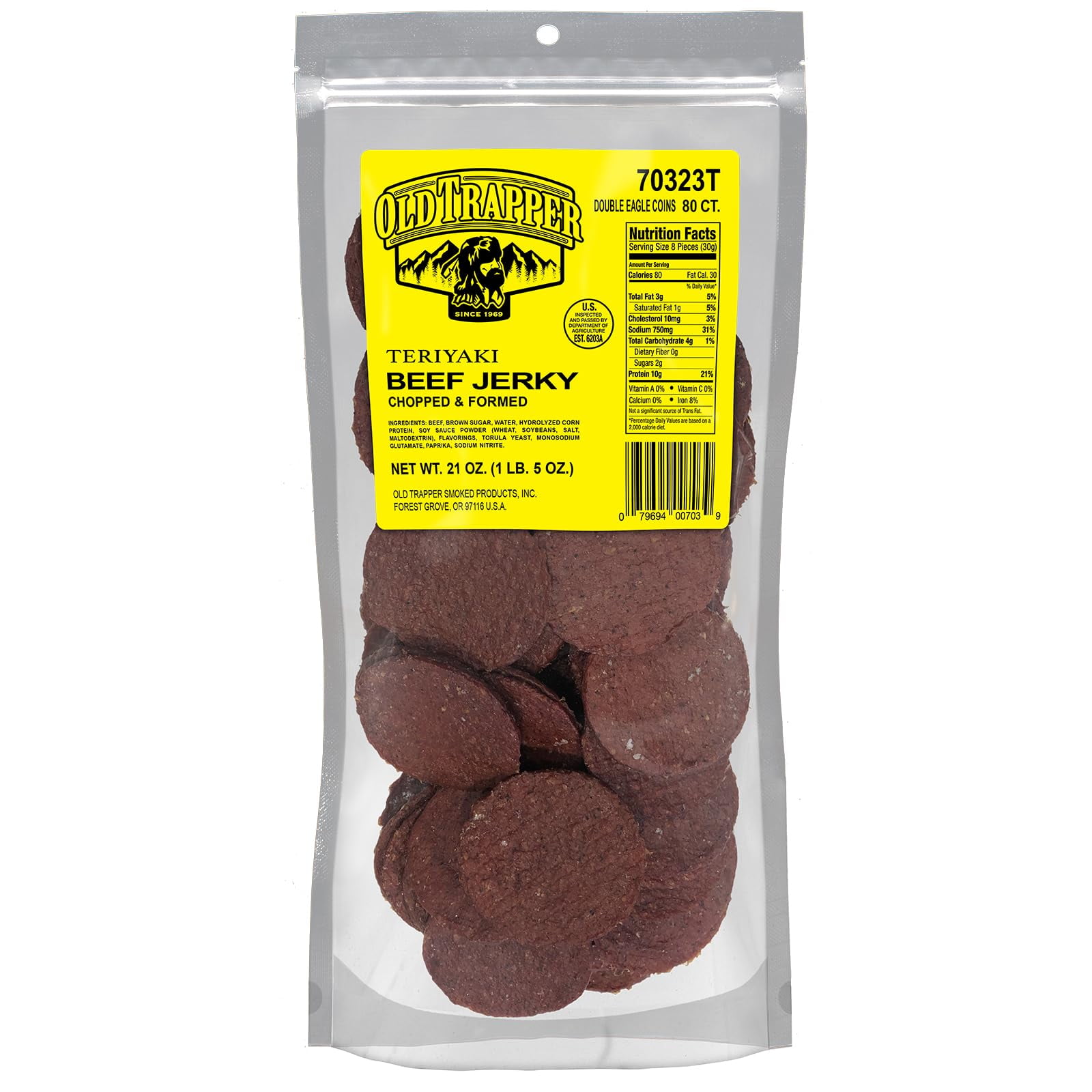 Old Trapper Double Eagle OIF8 Beef Jerky, Teriyaki Flavor, 21oz. 80 ...