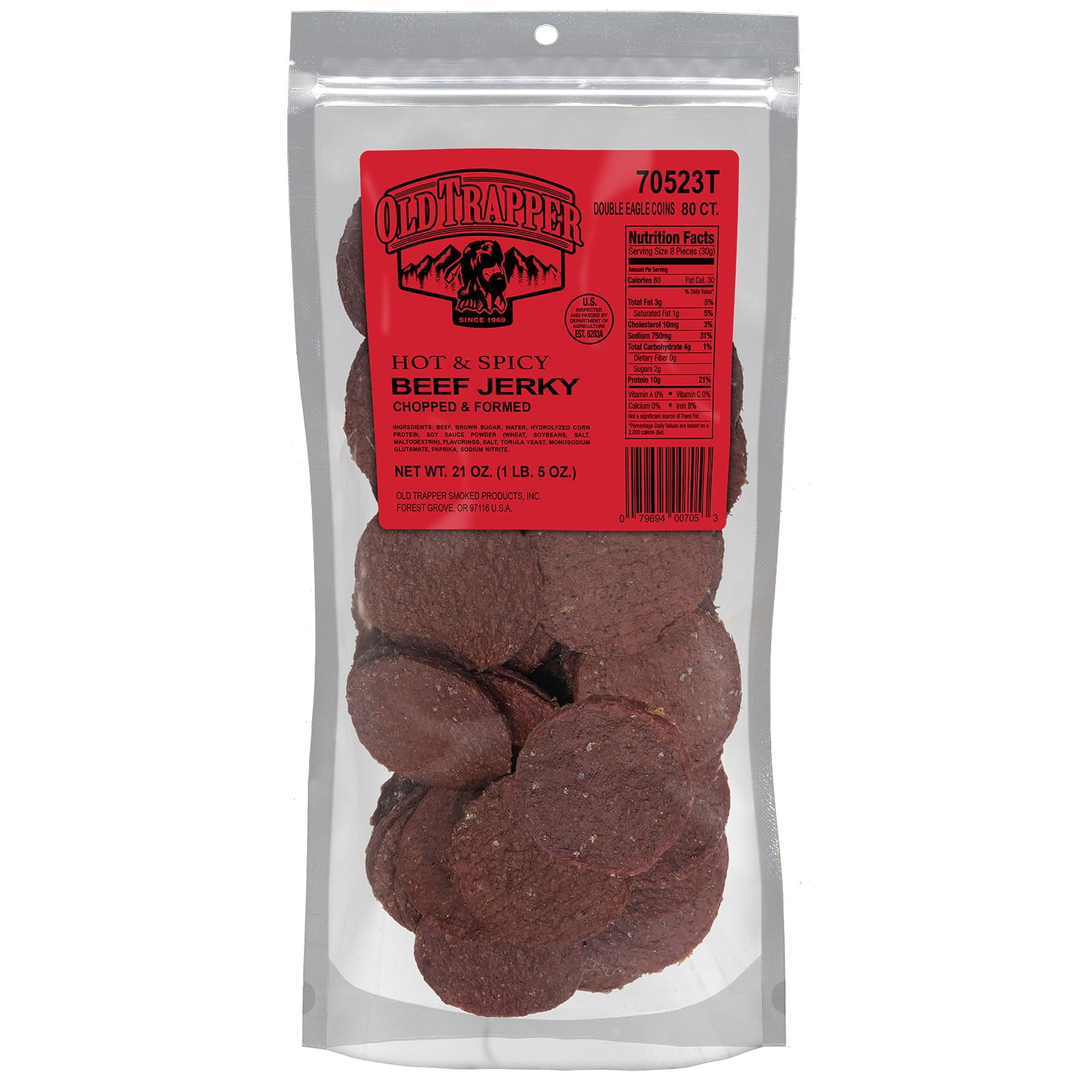 Old Trapper Double SCH4 Eagle Beef Jerky, Hot & Spicy Flavor, 21oz. 80 ...