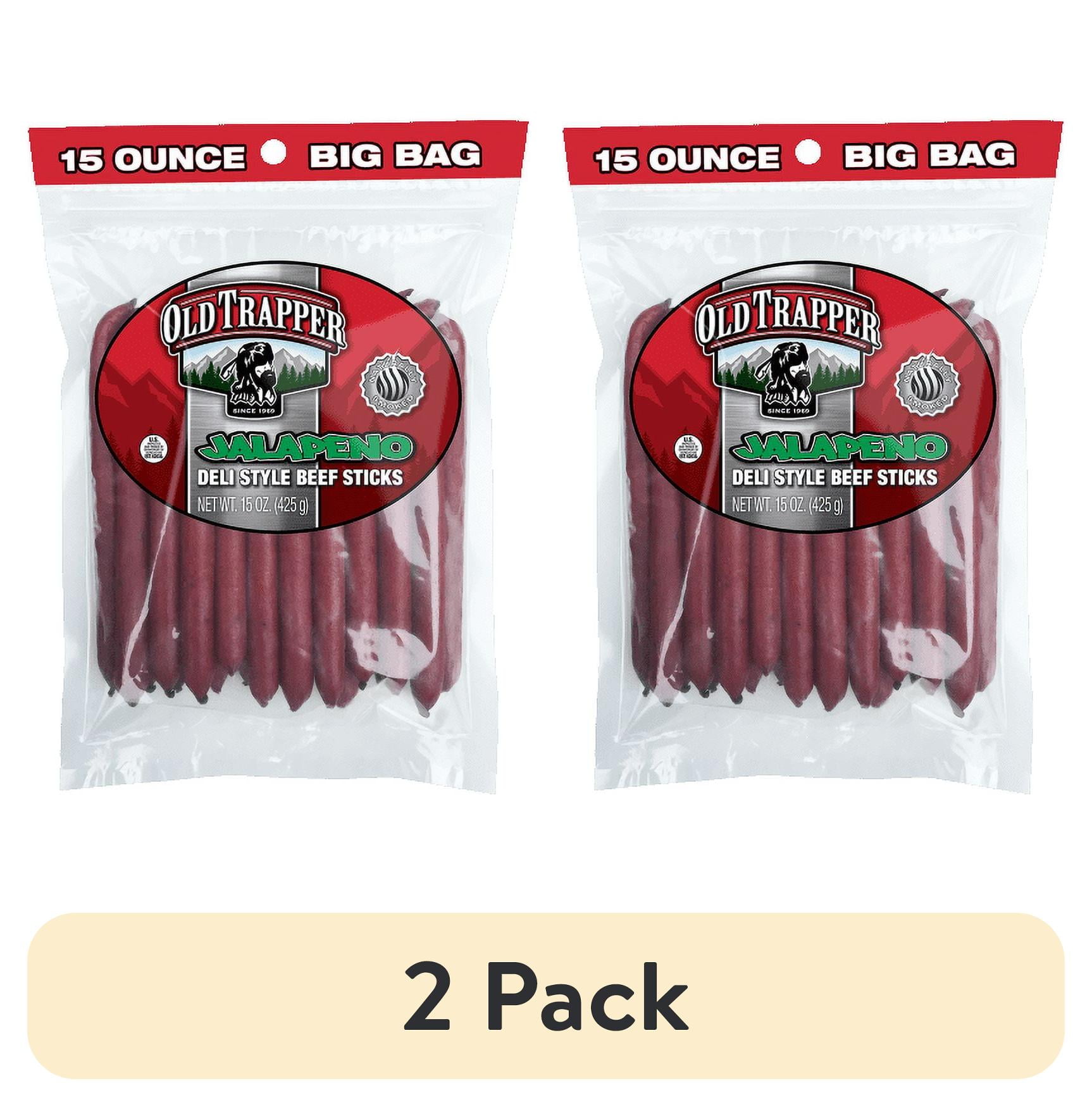 (2 pack) Old Trapper Jalapeno Smoked Beef Stick 15oz Resealable Bag ...