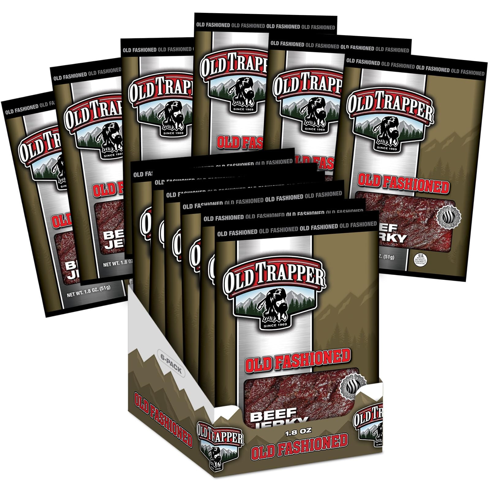 Old Trapper Old-Fashioned Beef Jerky, 1.8-Ounce Individual Packages ...